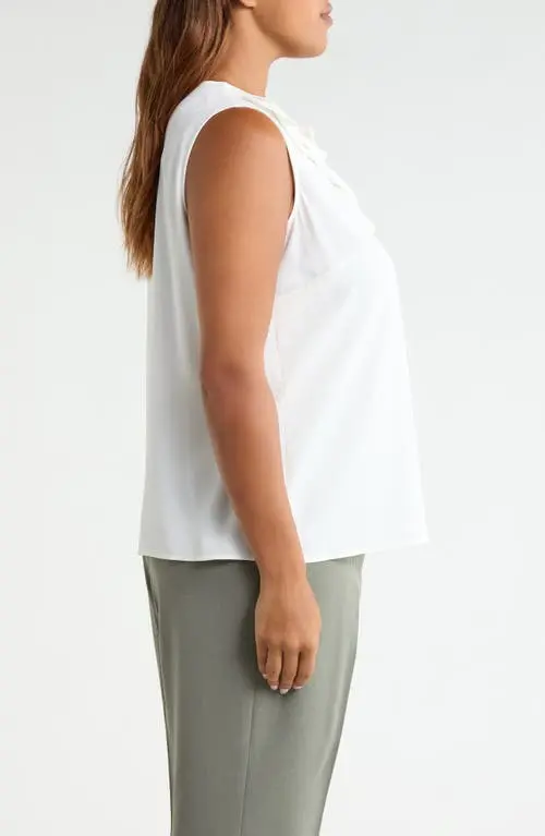 KASPER Sleeveless Ruffle V-neck Top