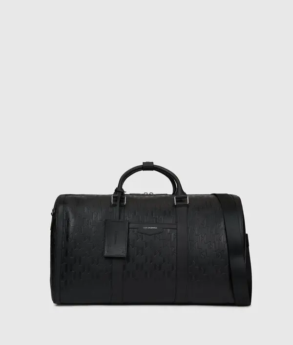Karl Lagerfeld K/loom Leather Weekender Bag - Black