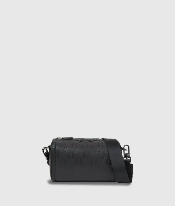 Karl Lagerfeld K/loom Leather Mini Barrel Bag - Black