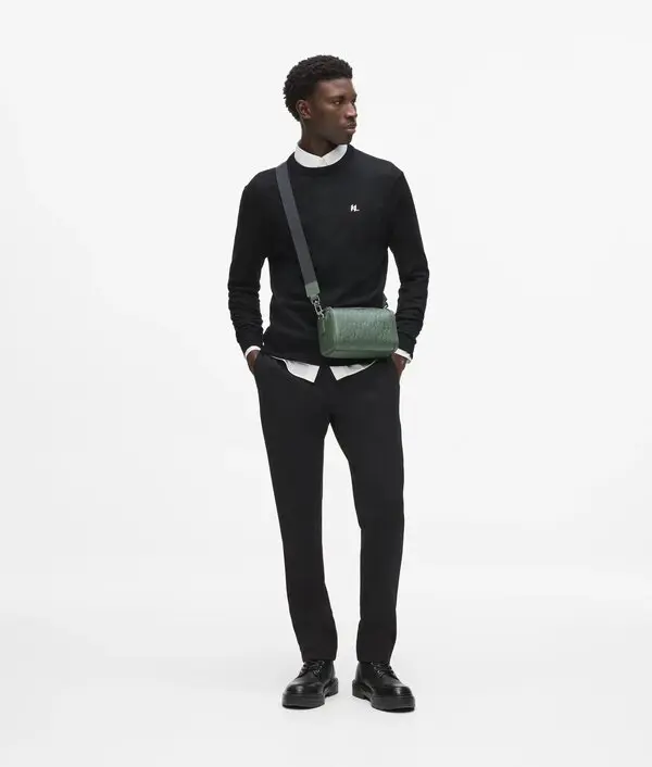 Karl Lagerfeld K/loom Leather Mini Barrel Bag - Thyme