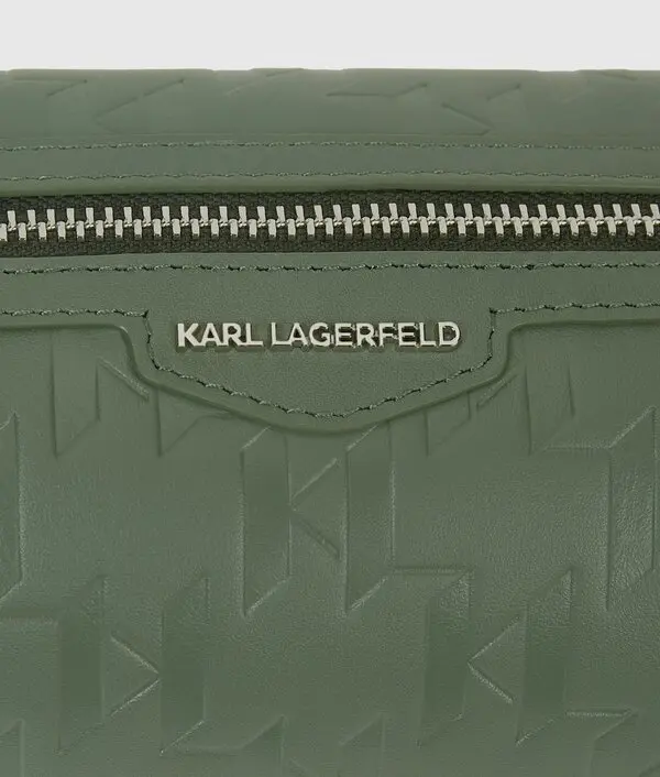 Karl Lagerfeld K/loom Leather Mini Barrel Bag - Thyme