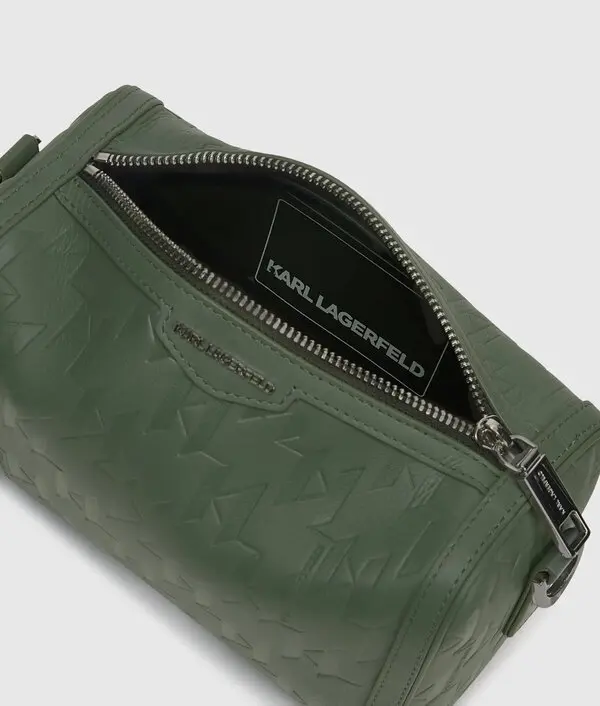 Karl Lagerfeld K/loom Leather Mini Barrel Bag - Thyme