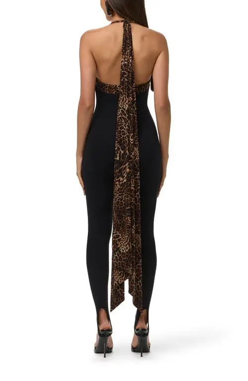 Naked Wardrobe Chiffon Strap Stirrup Jumpsuit - Black