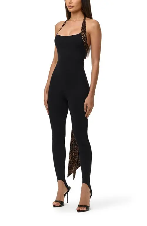 Naked Wardrobe Chiffon Strap Stirrup Jumpsuit - Black