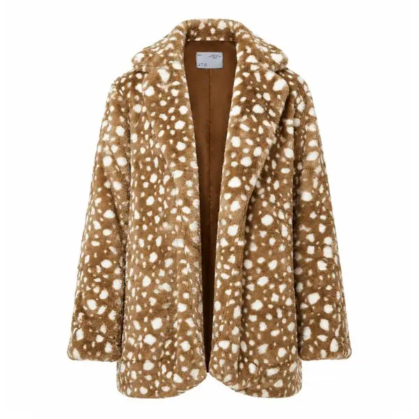 ATS THE LABEL Brielle Bambi Light Faux Fur Coat - Brown