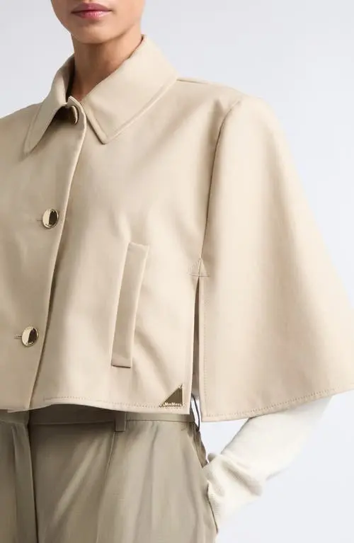Max Mara Water Repellent Cotton Gabardine Cape - Stone