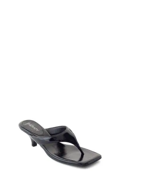 THERAPY AUSTRALIA North Square Toe Thong Kitten Heel - Black