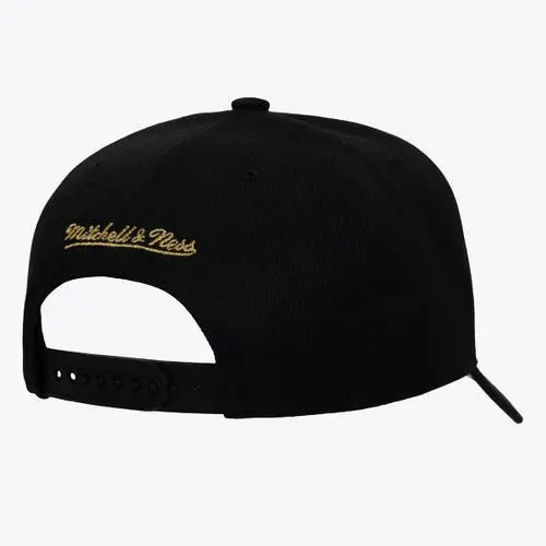 Mitchell & Ness Charlotte Hornets Hardwood Classics Gold Pro Crown Snapback Hat By - Black