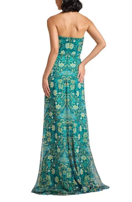 Tadashi Shoji Floral Strapless Gown