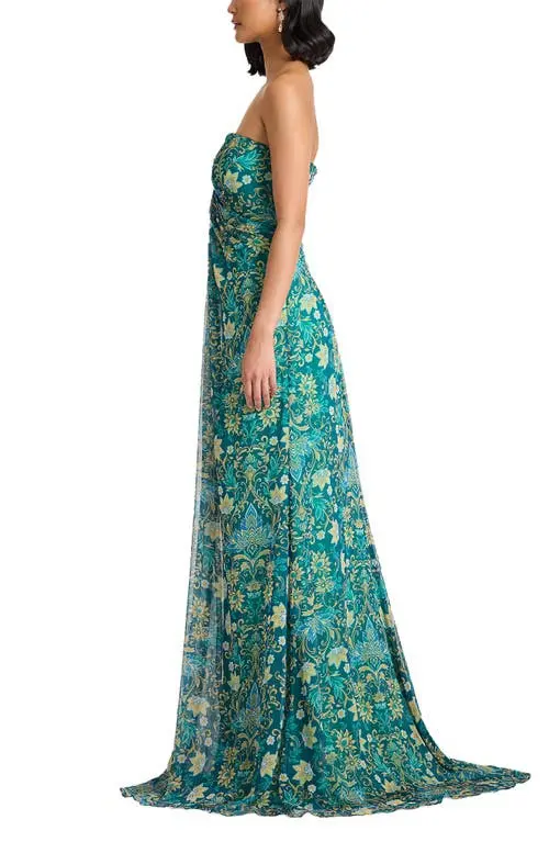 Tadashi Shoji Floral Strapless Gown
