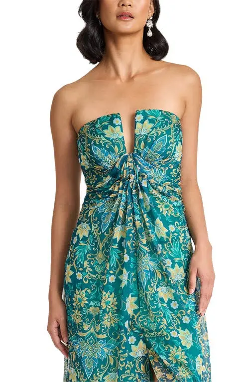 Tadashi Shoji Floral Strapless Gown