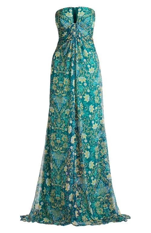 Tadashi Shoji Floral Strapless Gown