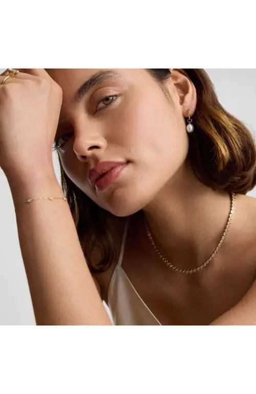D.LOUISE Faux Pearl Drop Huggie Hoop Earrings