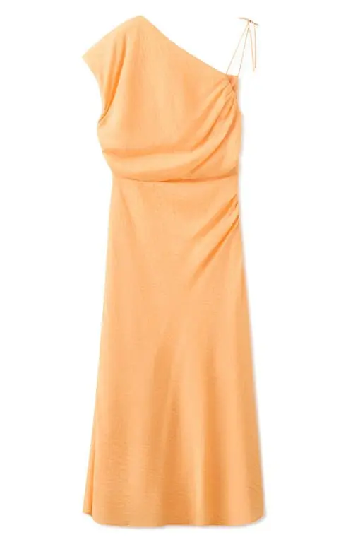 Mango Asymmetric Ruched Maxi Dress - Orange