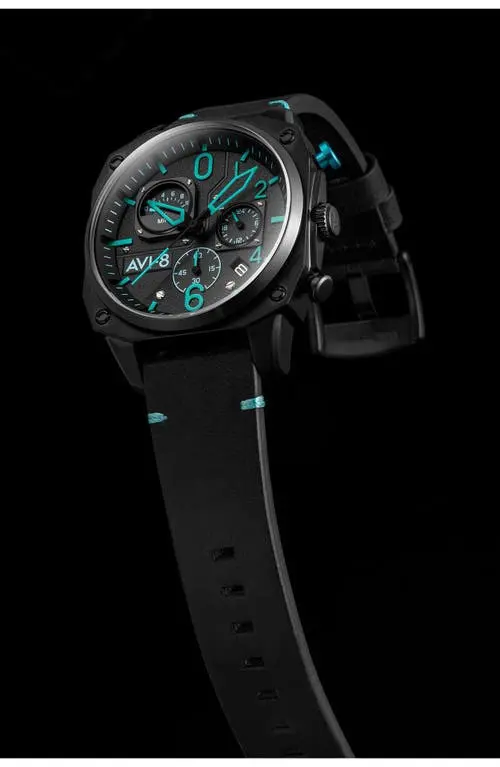 AVI-8 Hawker Hunter Retrograde Chronograph Leather Strap Watch