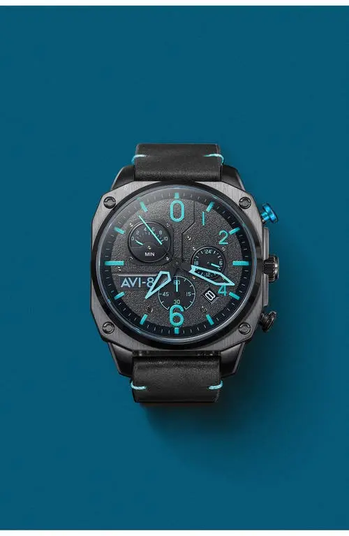 AVI-8 Hawker Hunter Retrograde Chronograph Leather Strap Watch