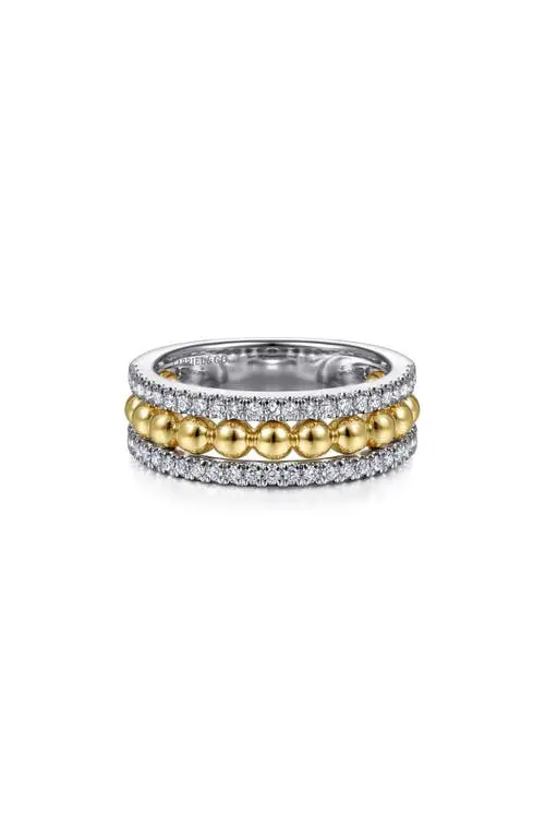 GABRIEL & CO. Two-tone 14k Gold & Diamond Band Ring