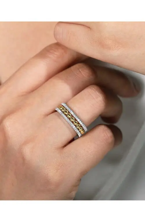 GABRIEL & CO. Two-tone 14k Gold & Diamond Band Ring