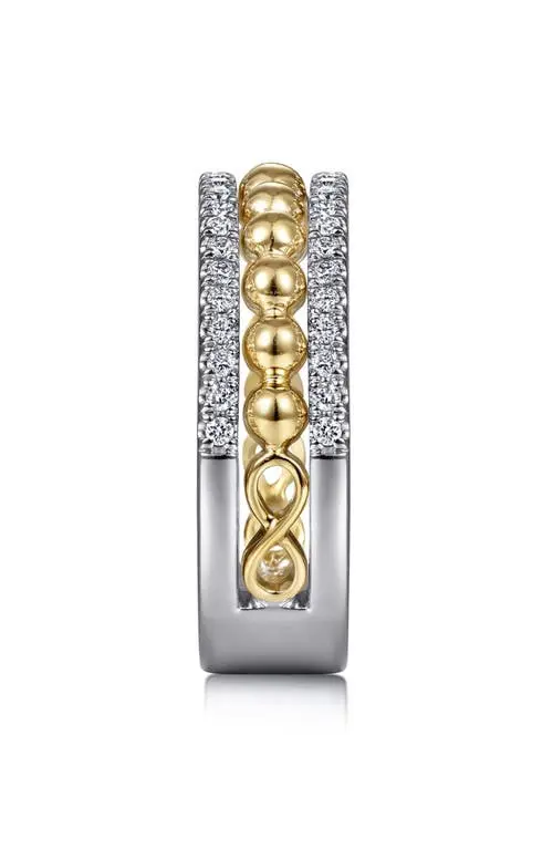 GABRIEL & CO. Two-tone 14k Gold & Diamond Band Ring