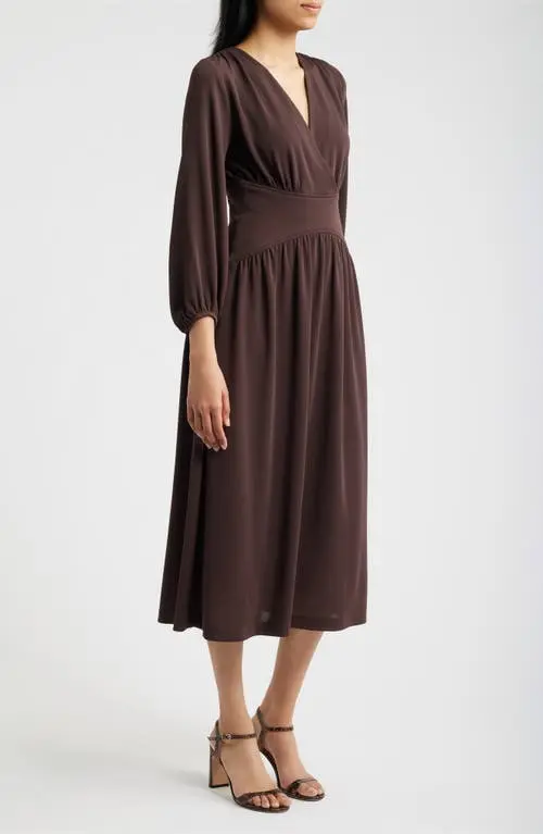 Anne Klein Blouson Sleeve Midi Dress - Molasses