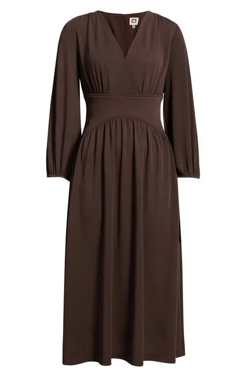 Anne Klein Blouson Sleeve Midi Dress - Molasses