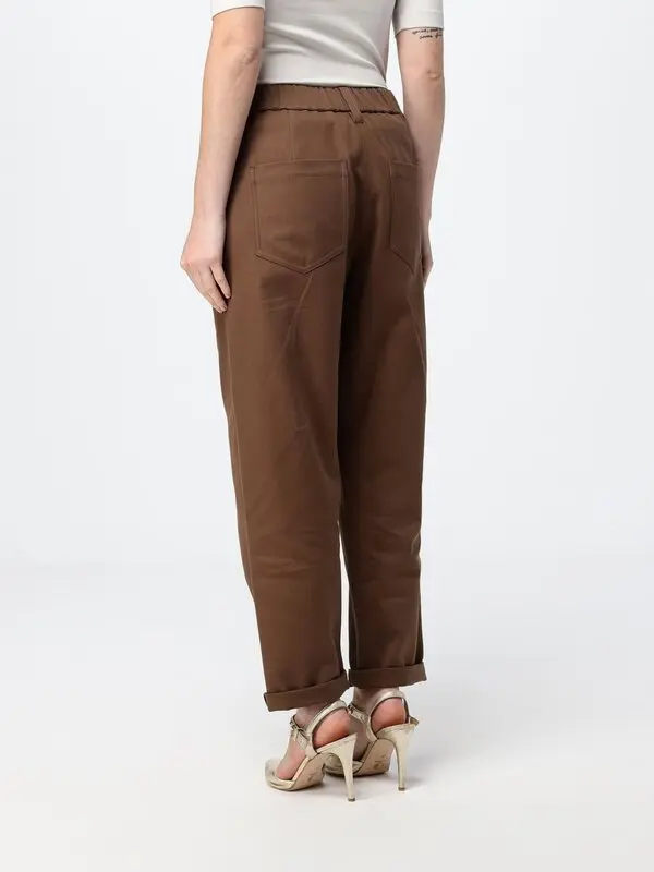 Brunello Cucinelli Cropped Wide-leg Cotton Trousers - Brown