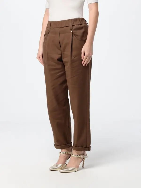 Brunello Cucinelli Cropped Wide-leg Cotton Trousers - Brown