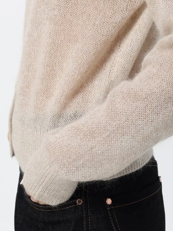 Brunello Cucinelli Wool Crewneck Cardigan With Dropped Shoulders