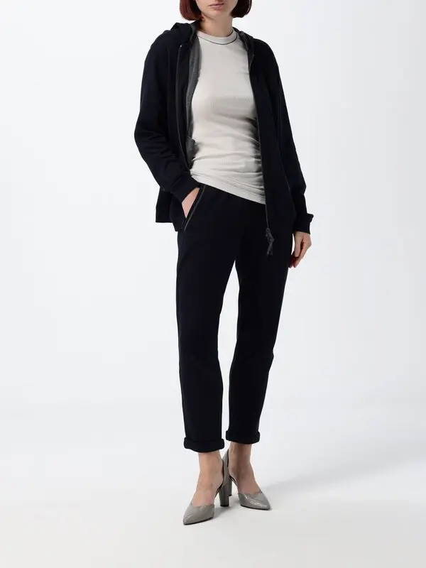 Brunello Cucinelli Cotton Zip-up Hoodie With Monili Embellishment