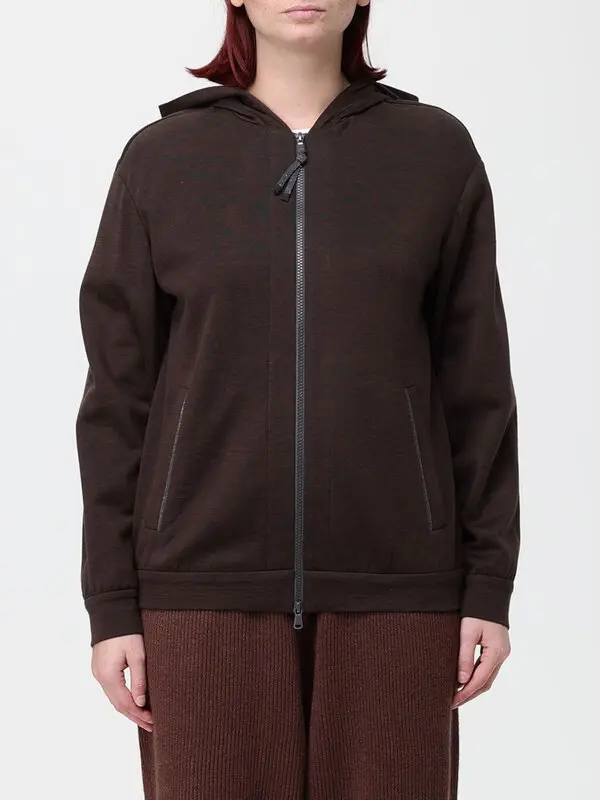Brunello Cucinelli Cotton Zip-up Hoodie With Monili Embellishment - Brown