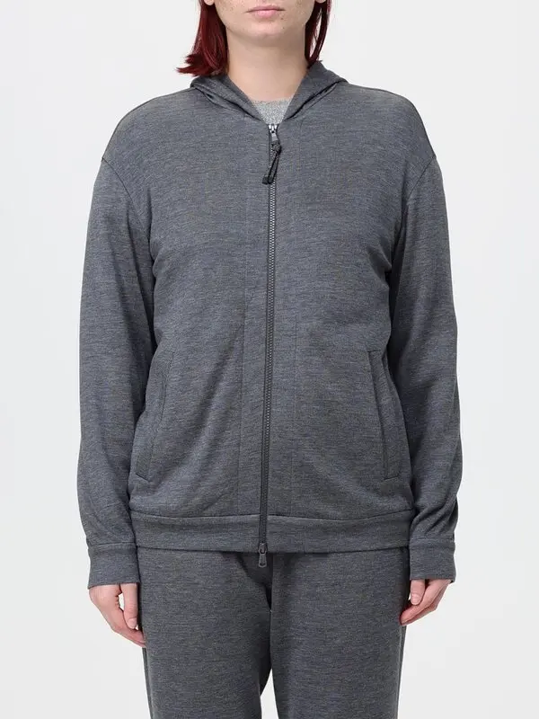 Brunello Cucinelli Cotton Zip-up Hoodie With Monili Embellishment - Grey