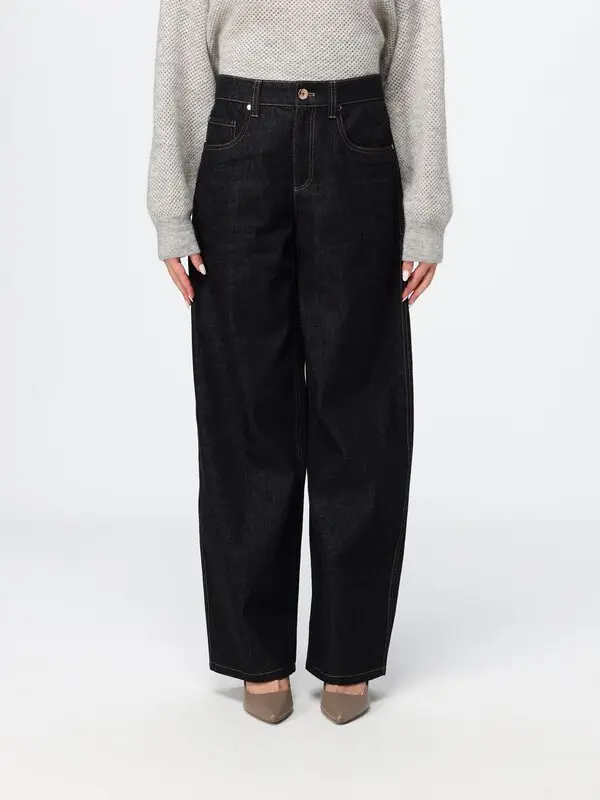Brunello Cucinelli High-waisted Wide-leg Jeans With Monili Embellishment - Black