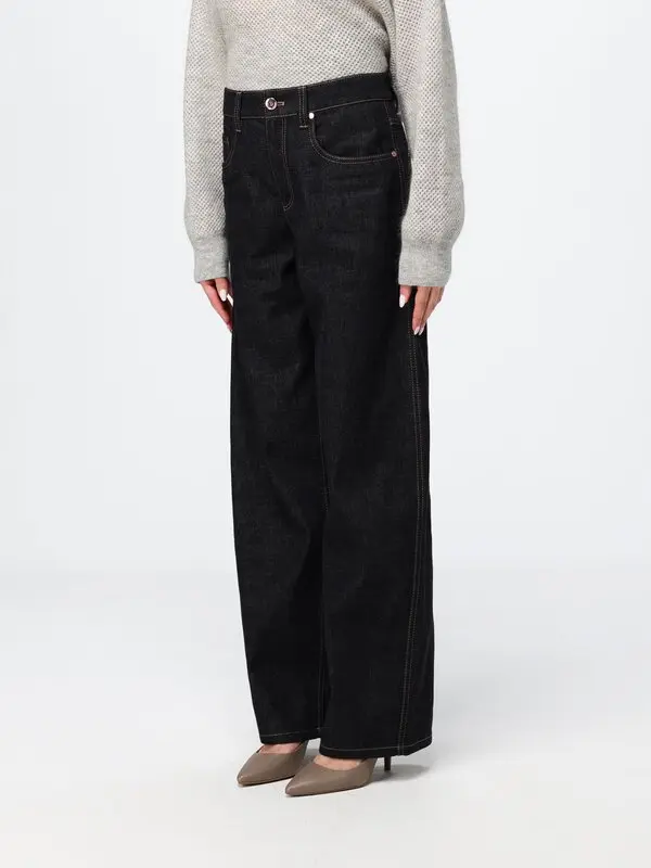 Brunello Cucinelli High-waisted Wide-leg Jeans With Monili Embellishment