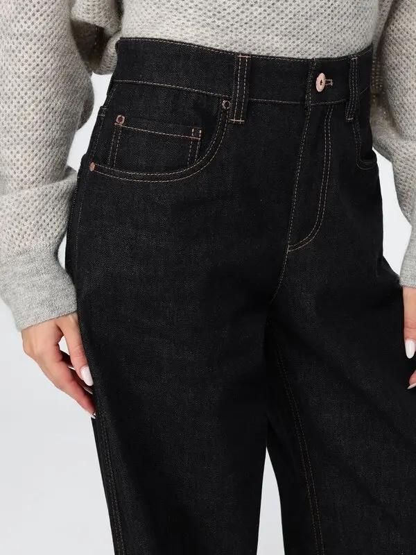 Brunello Cucinelli High-waisted Wide-leg Jeans With Monili Embellishment