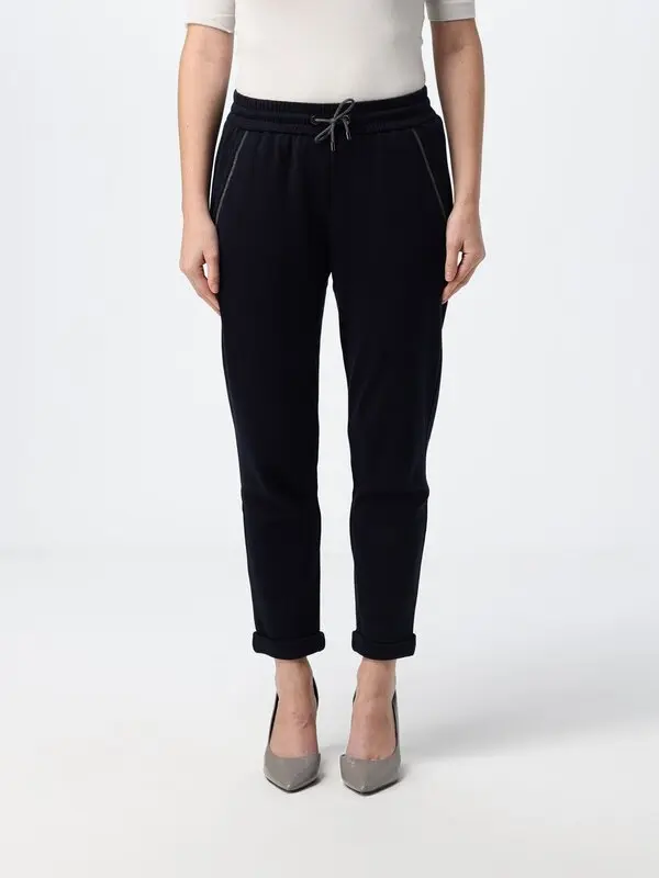 Brunello Cucinelli Straight-leg Cotton Jogging Trousers With Monili Embellishment - Blue