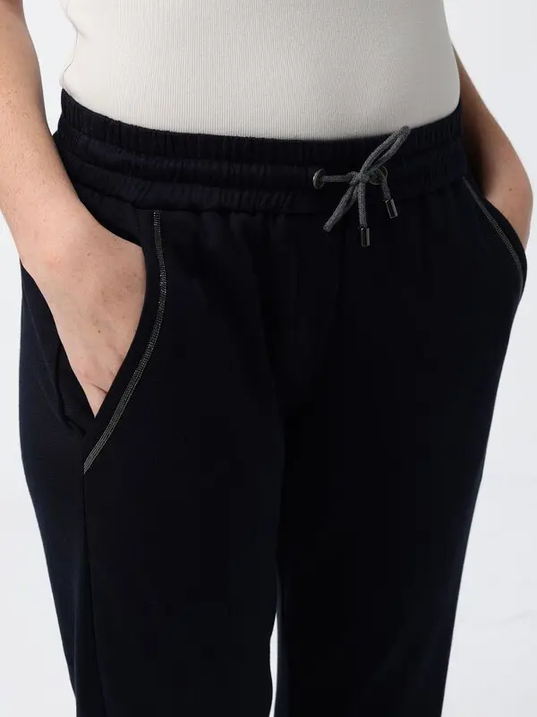 Brunello Cucinelli Straight-leg Cotton Jogging Trousers With Monili Embellishment - Blue