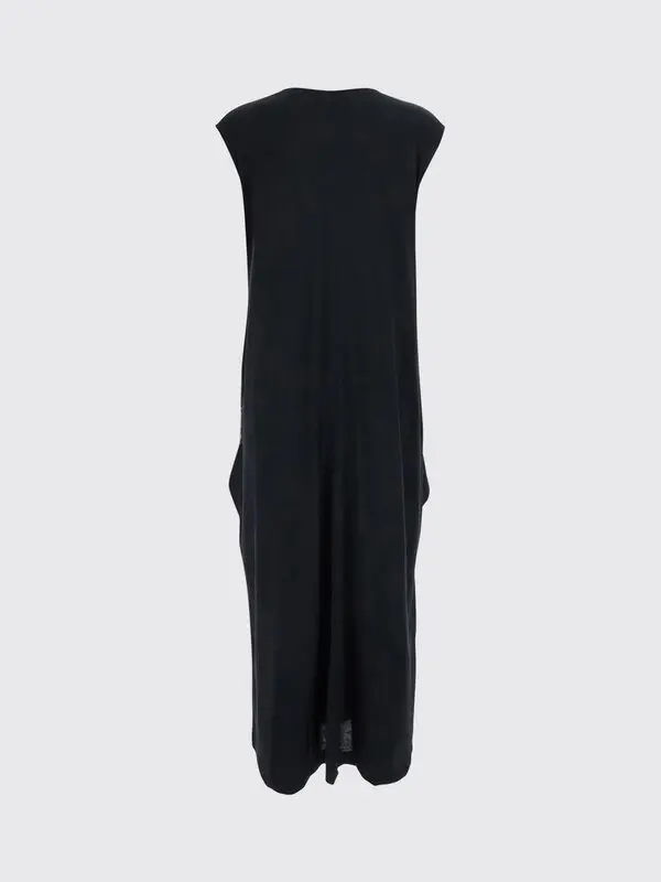 TOTEME Sleeveless Jersey Sheath Midi Dress With Waist Knot And Lace - Black