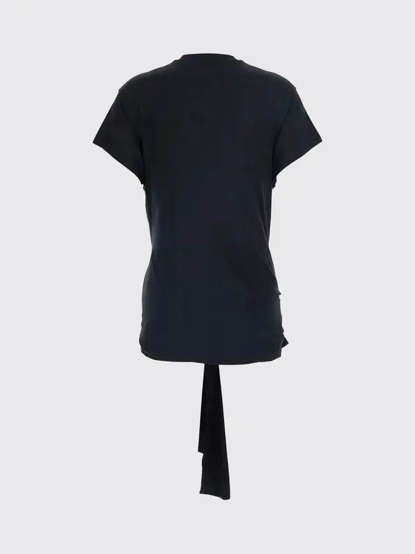 TOTEME Cotton Long Crewneck T-shirt With Tie-waist Sash - Black