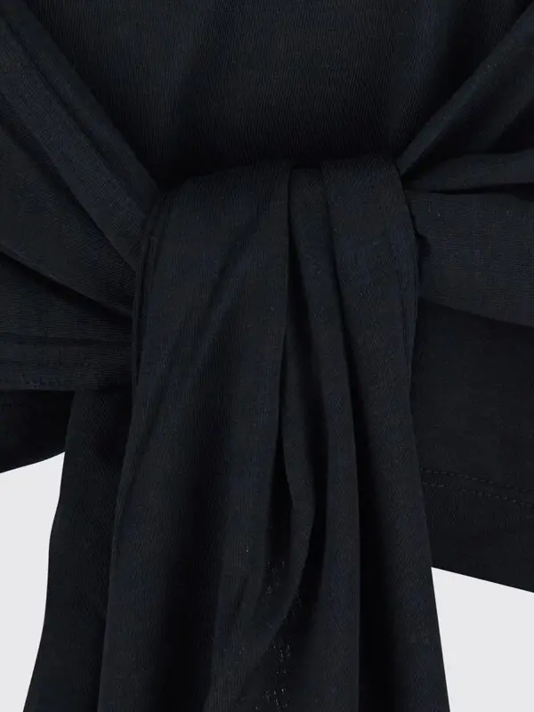 TOTEME Cotton Long Crewneck T-shirt With Tie-waist Sash - Black
