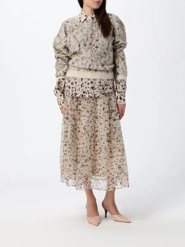 Brunello Cucinelli Abstract Print Wool And Mohair Blend Crewneck Jumper - Multicolor
