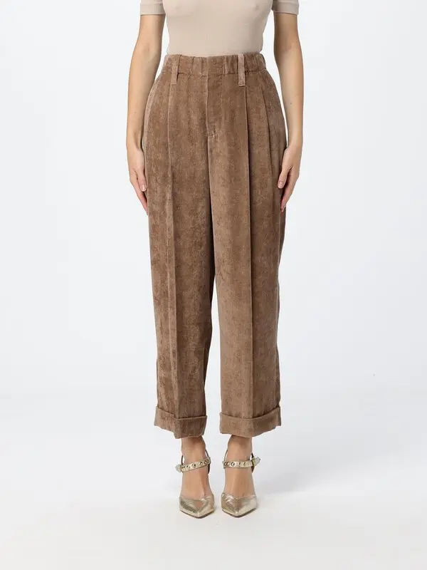 Brunello Cucinelli Wide-leg Cropped Cashmere Corduroy Velvet Trousers - Hazel