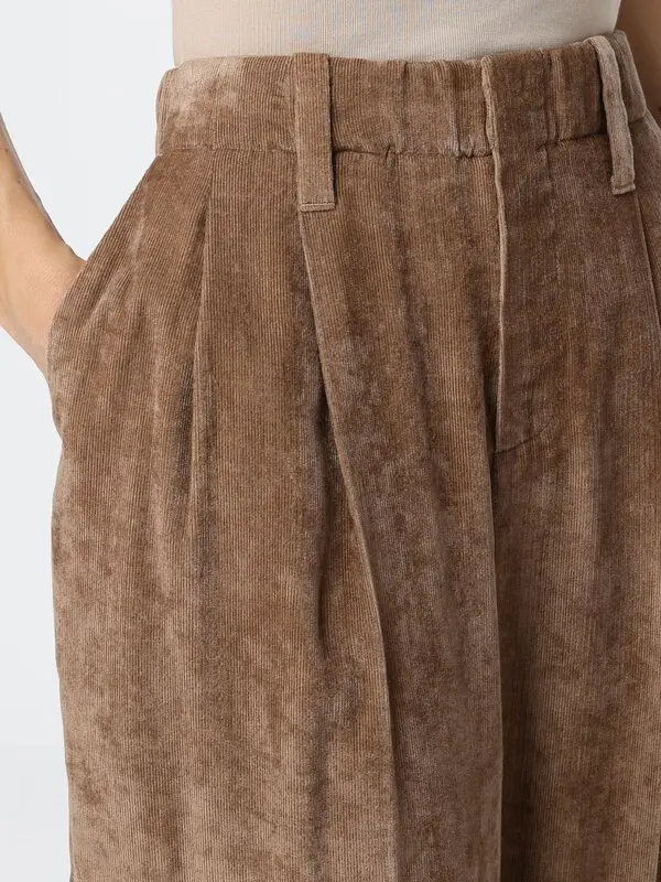 Brunello Cucinelli Wide-leg Cropped Cashmere Corduroy Velvet Trousers