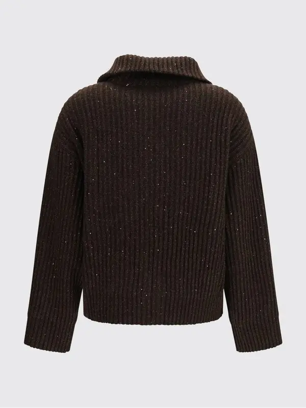 Brunello Cucinelli Ribbed Wool-blend Zip-up Cardigan With Sequins