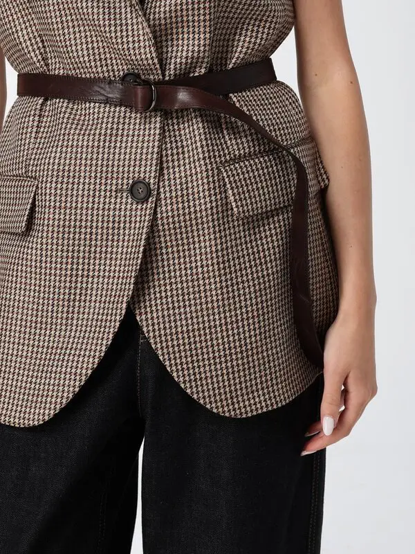 Brunello Cucinelli Single-breasted Houndstooth Virgin Wool Tailored Vest