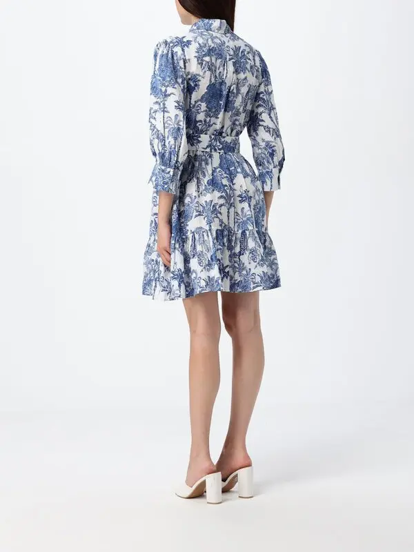 MC2 SAINT BARTH Printed Shirt Dress With Belt - Blue
