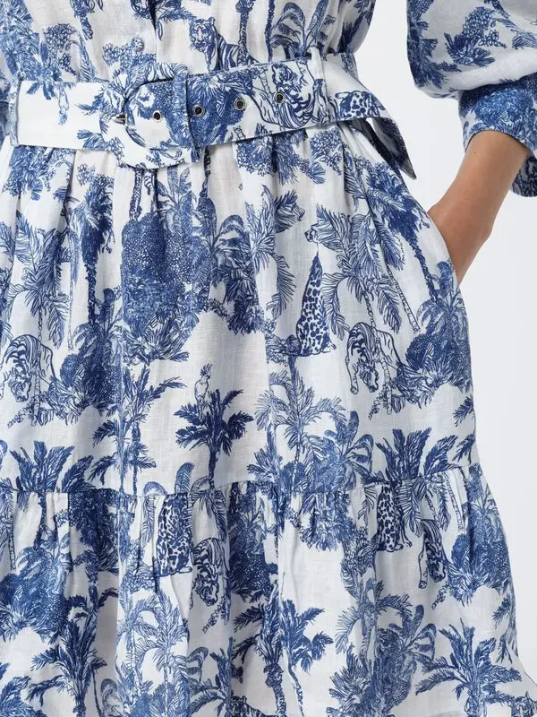 MC2 SAINT BARTH Printed Shirt Dress With Belt - Blue