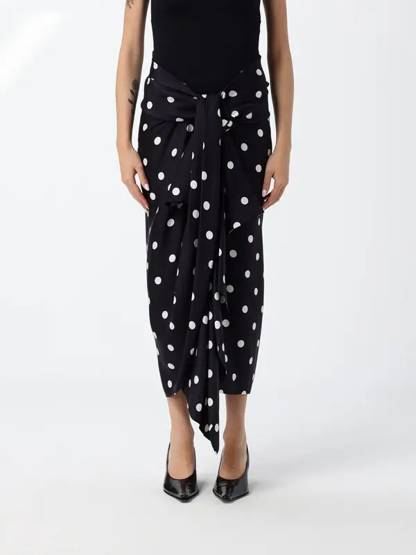 Sportmax Polka-dot Silk Midi Wrap Skirt - Black