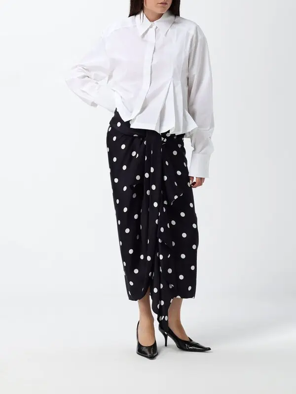 Sportmax Polka-dot Silk Midi Wrap Skirt - Black