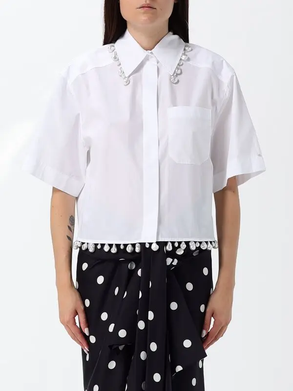 Sportmax Cotton Shirt With Pearl Embellishments - Black
