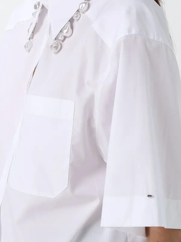 Sportmax Cotton Shirt With Pearl Embellishments - Black